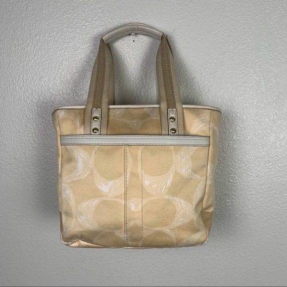 Coach | Bags | Coach Cream Fabric Tote Bag | Poshmark